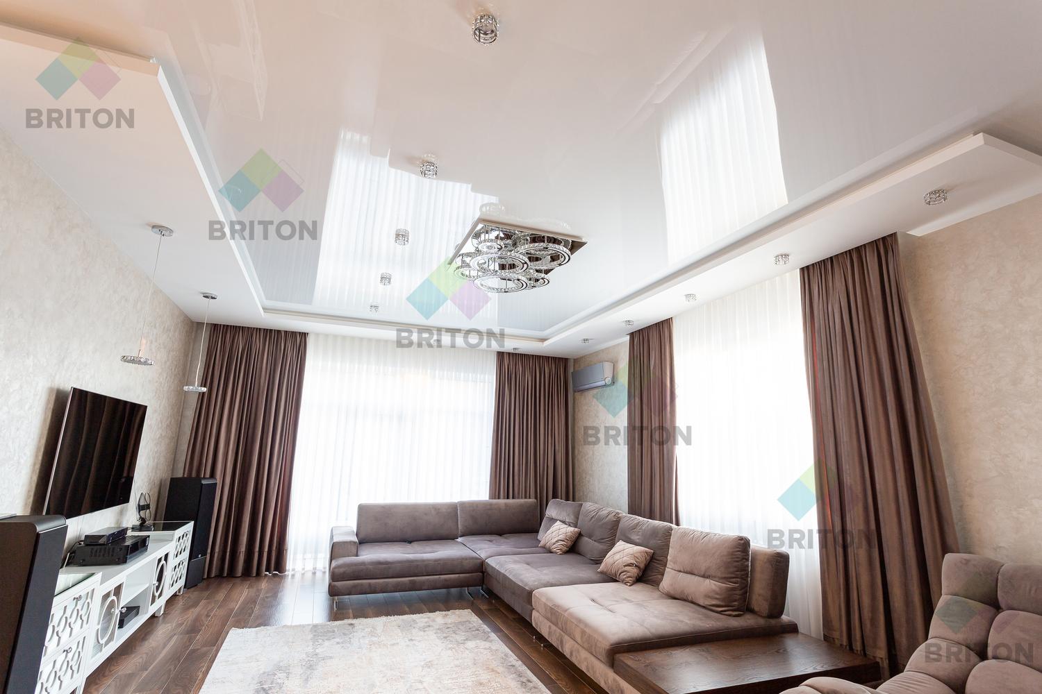 Дизайн стелі в залі | Натяжні стелі Briton